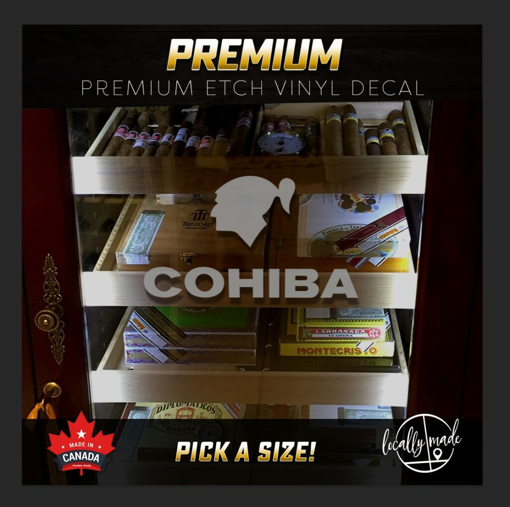 COHIBA Etched Decal Sticker for Cigar Humidor Wineador | ANY SIZE